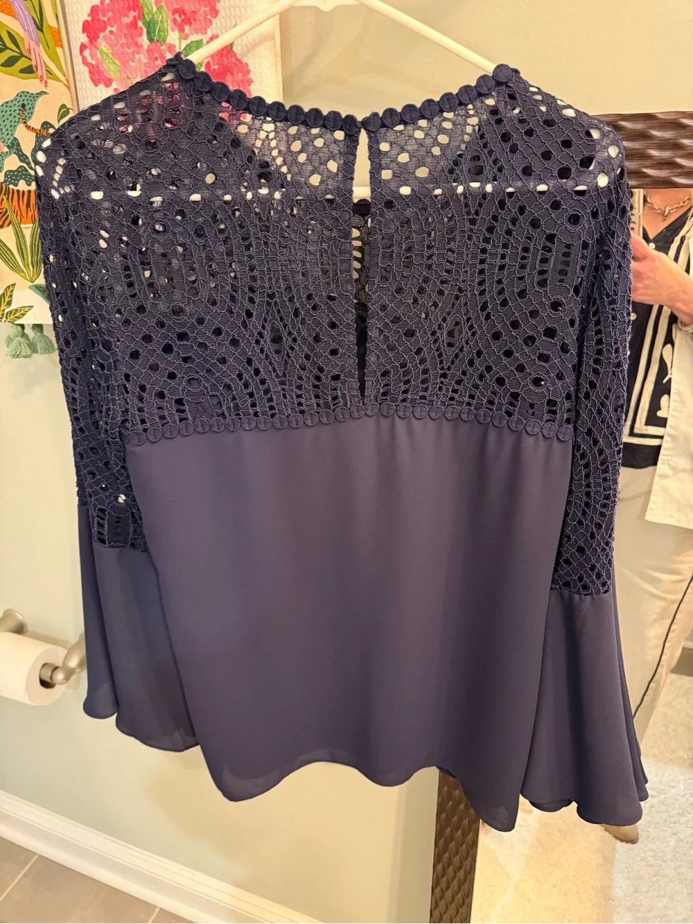 Lilly Pulitzer | Tops | Lilly Pulitzer Navy Crochet Yoke Top | Poshmark